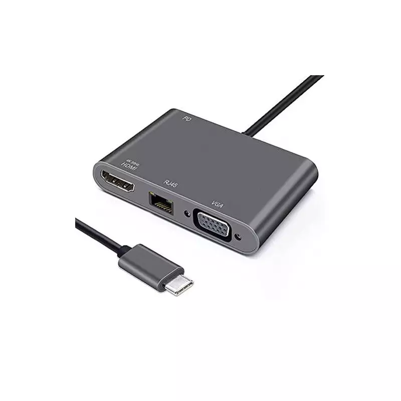 Adaptateur Heden USB type C Male vers RJ45 HDMI VGA