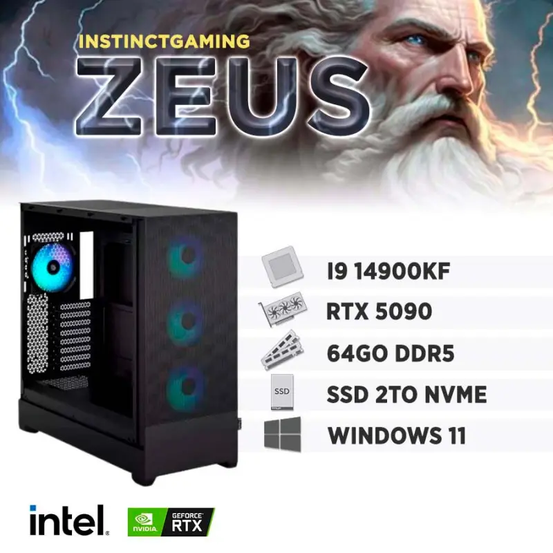 PC Gamer RTX 5090 ZEUS i9-14900KF 64Go 2To Windows 11Pro Mémoire RAM 64 Go