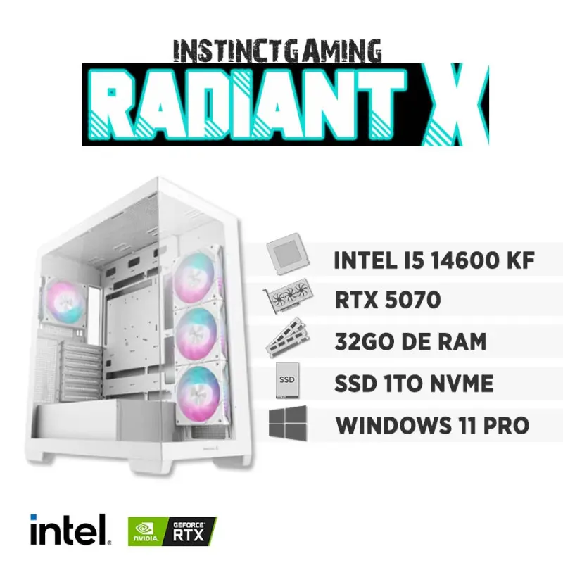 PC Gamer Radiant i5-14600KF 32Go 1To RTX 5070 12Go W11 Pro Couleur ...