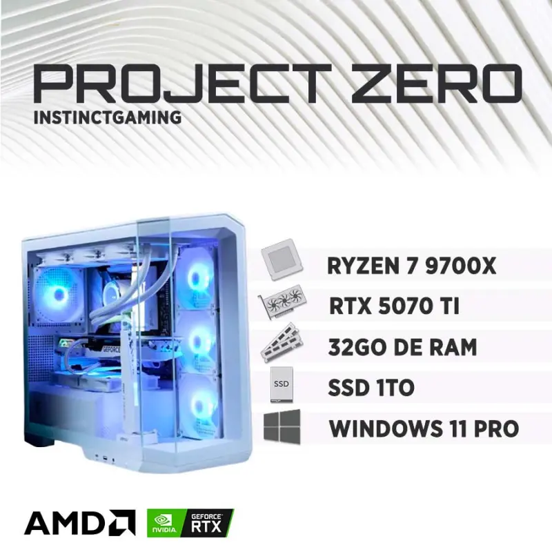 PC Gamer MSI PROJECT ZERO R7 9700X 32Go 1To RTX 5070 Ti Couleur Blanc ...
