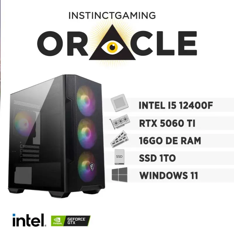PC Gamer ORACLE i5-12400F 16Go 1To RTX 5060 Ti 8Go Windows11 Mémoire ...