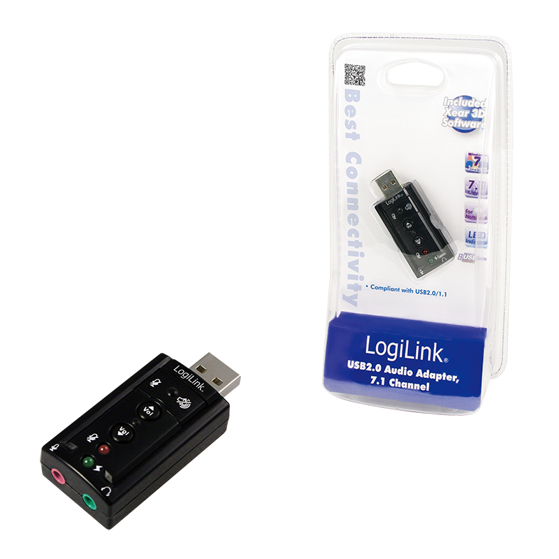 Carte Son Externe USB 2.0 LogiLink 7.1 UA0078 2x entrées 3.5mm Carte Son Externe USB 2.0 LogiLink 7.1 UA0078 2x entrées 3.5mm